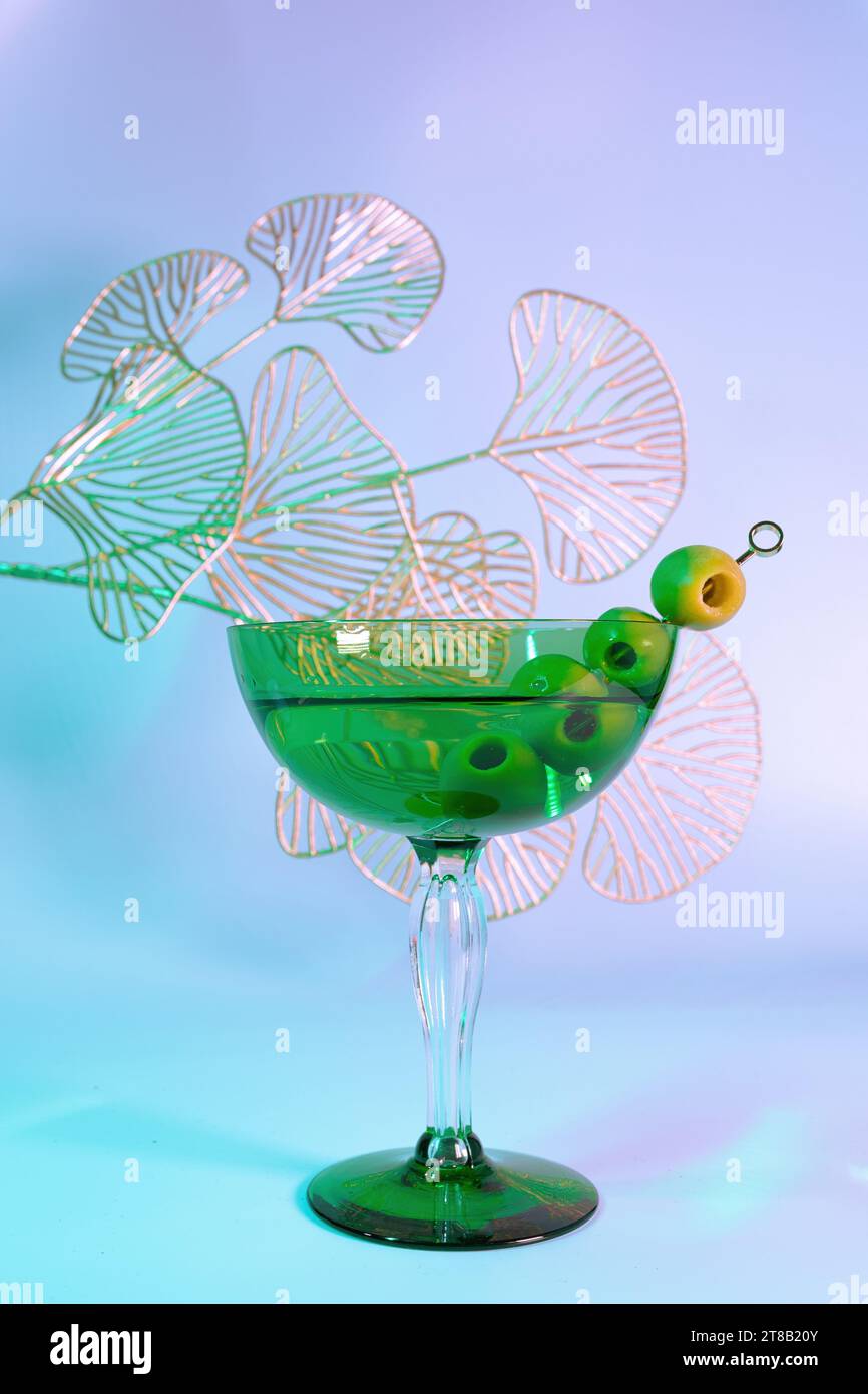 Art Deco Style Meets Classic Cocktails with a Green Coupe Glass Martini ...