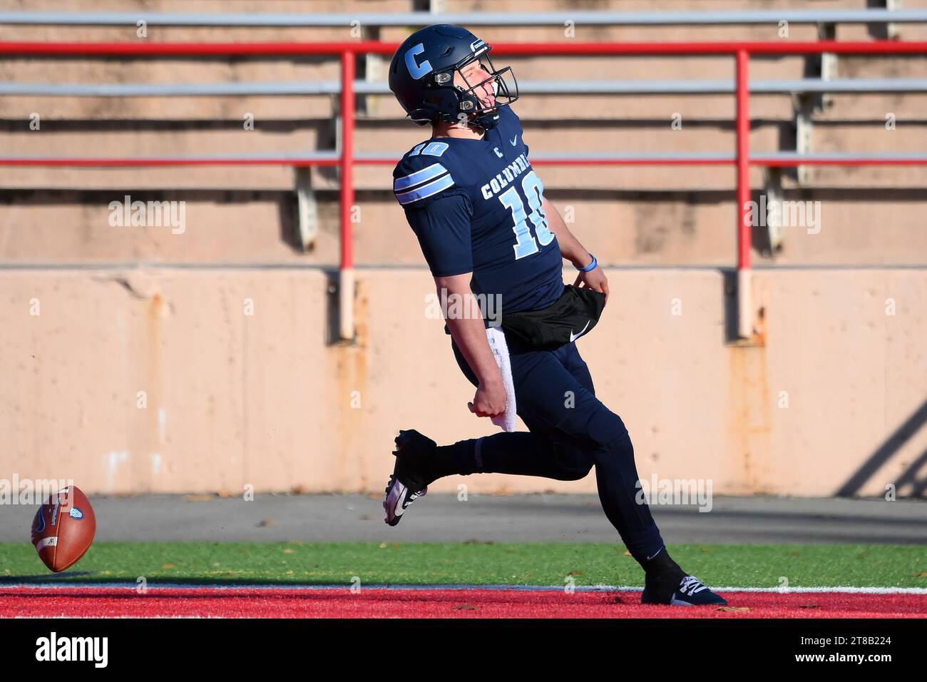 Ithaca, NY, USA. 18th Nov, 2023. Columbia Lions quarterback Caden Bell ...