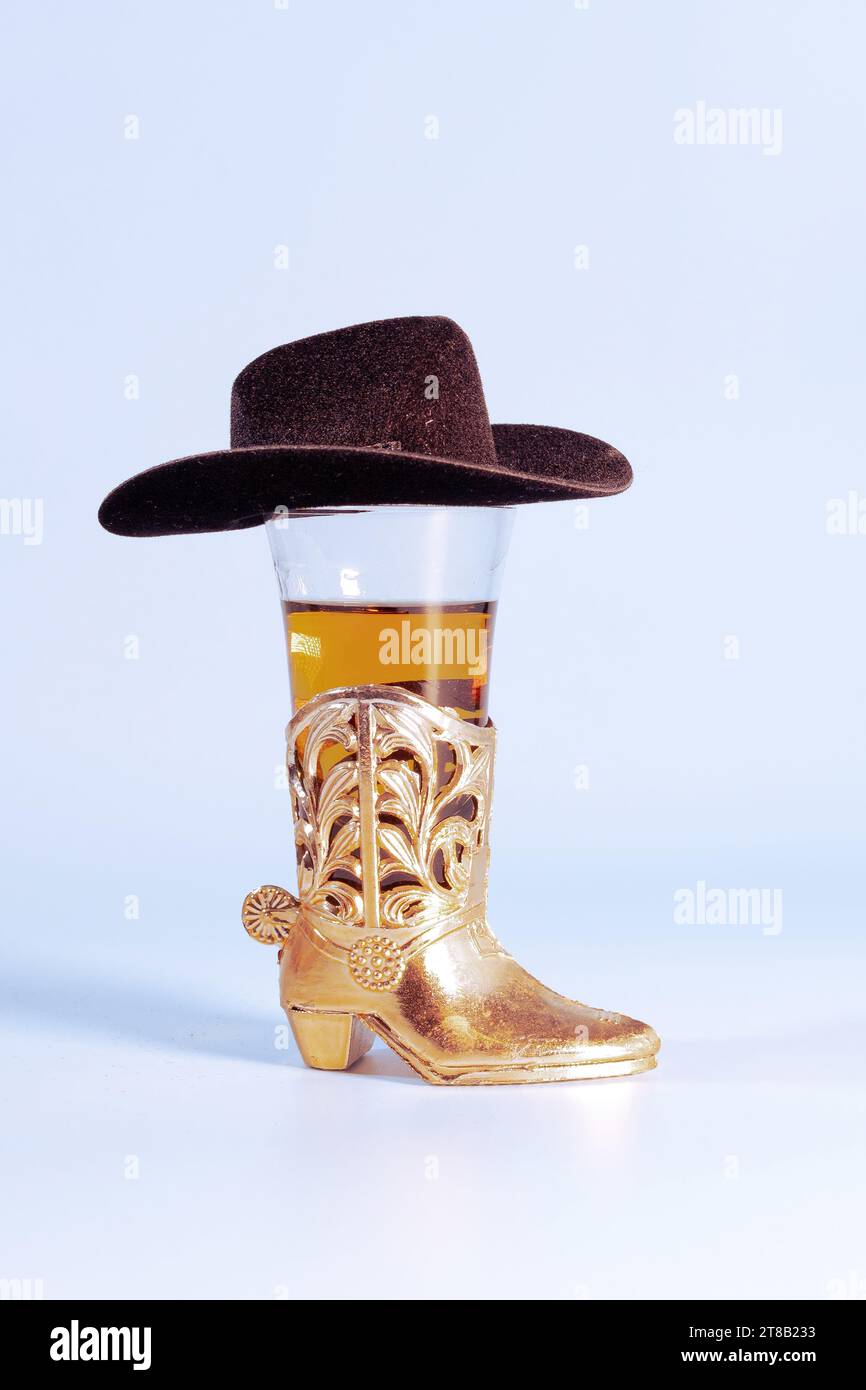 Rodeo-Inspired Alcohol Shot in a Regal Cowboy Boot Glass Stock Photo ...
