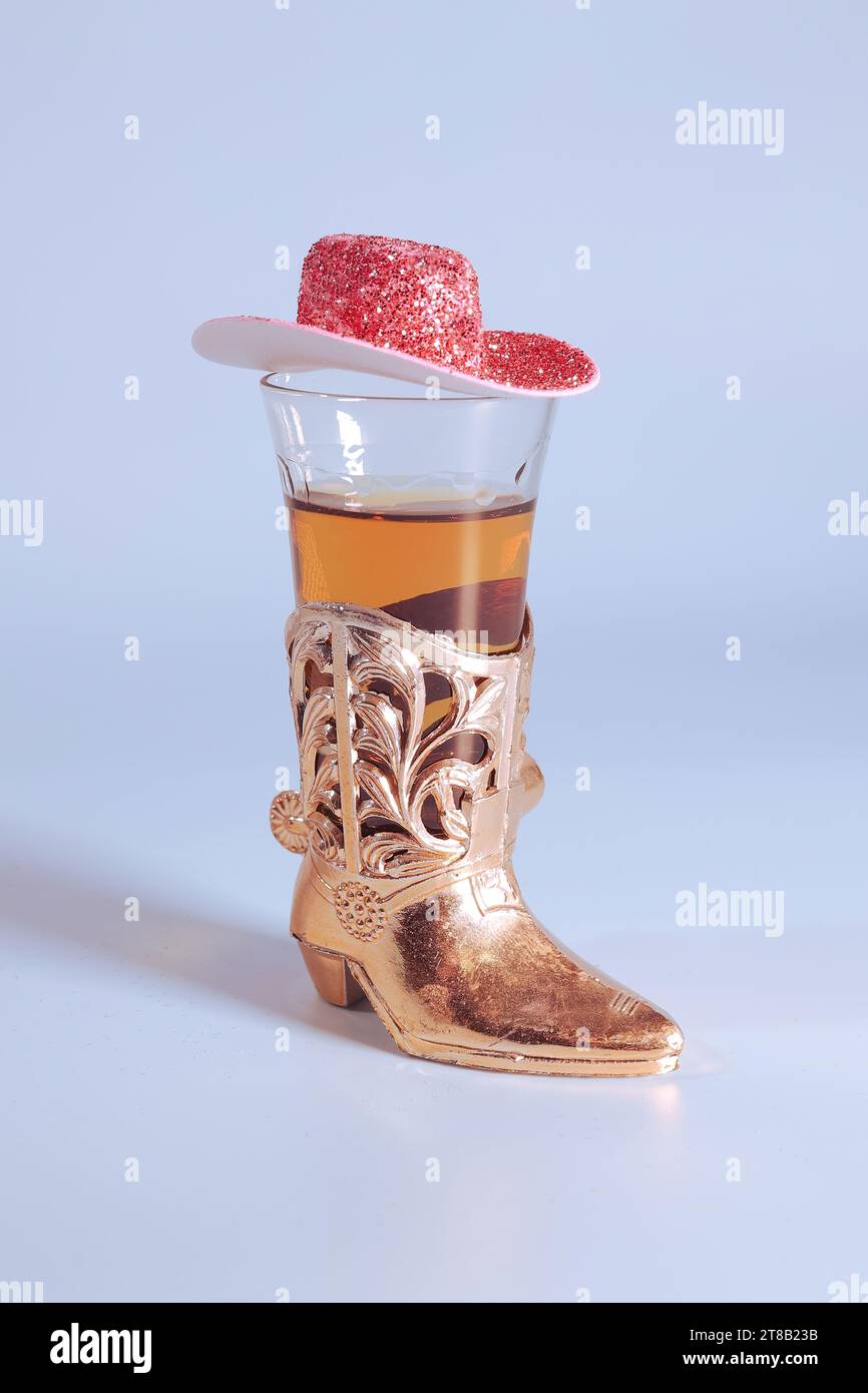 A Touch of Western Style in a Cowboy Boot Glass Stock Photo - Alamy
