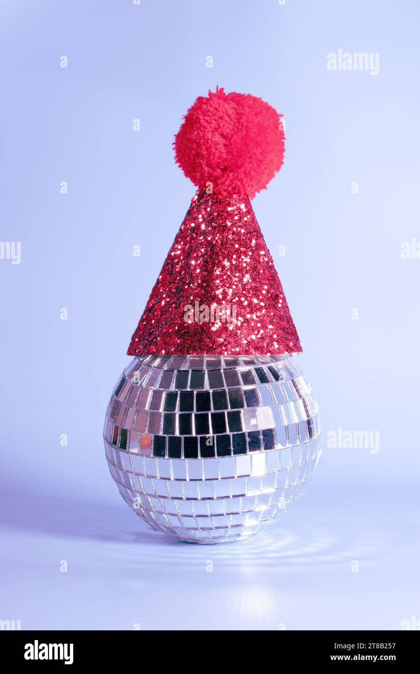 Birthday Disco Dance Party Concept: Disco Ball Wearing a Red Sparkly ...