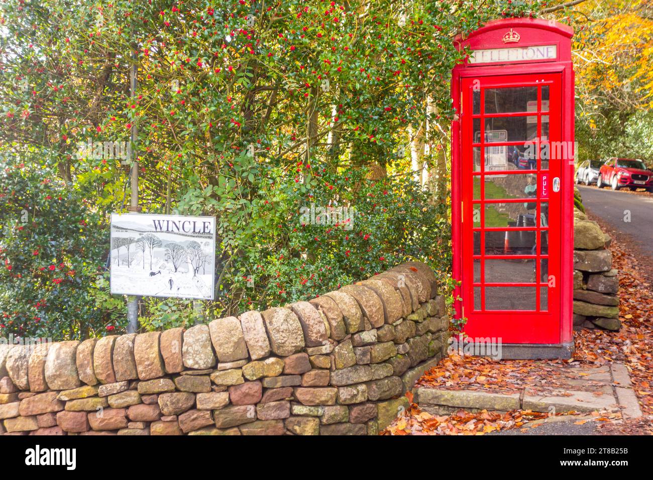 The Cheshire Peak District village of Wincle with a Wincle sign post ...