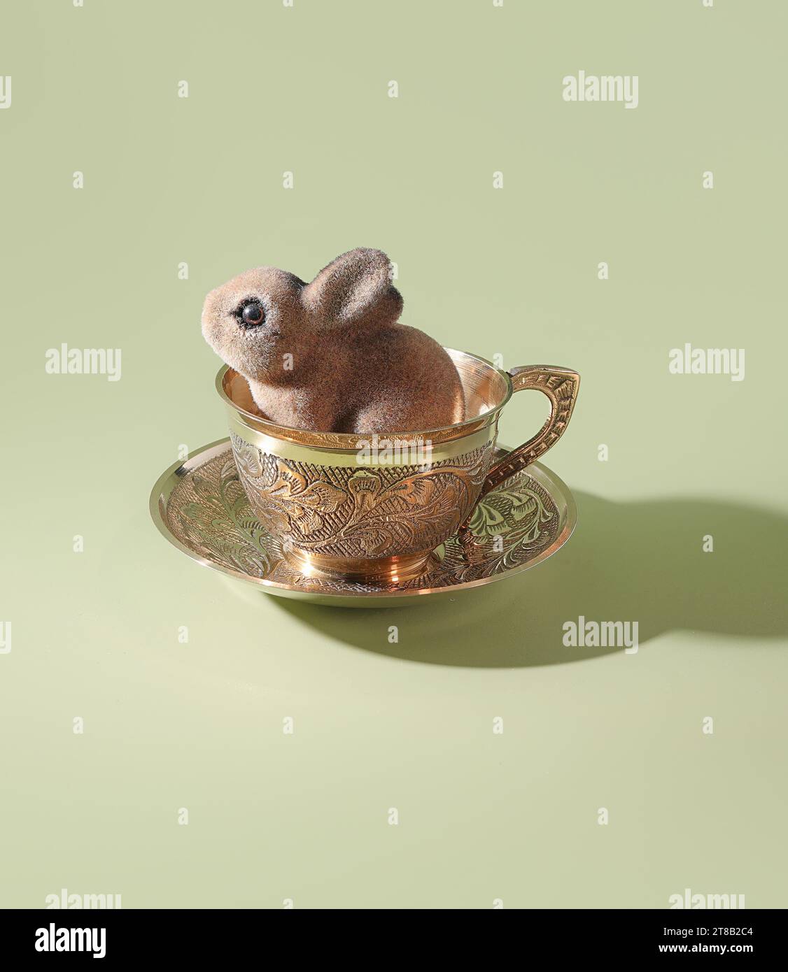 The Easter Tea Party: A Cute Easter Bunny Rabbit in an Ornate Gold Tea ...