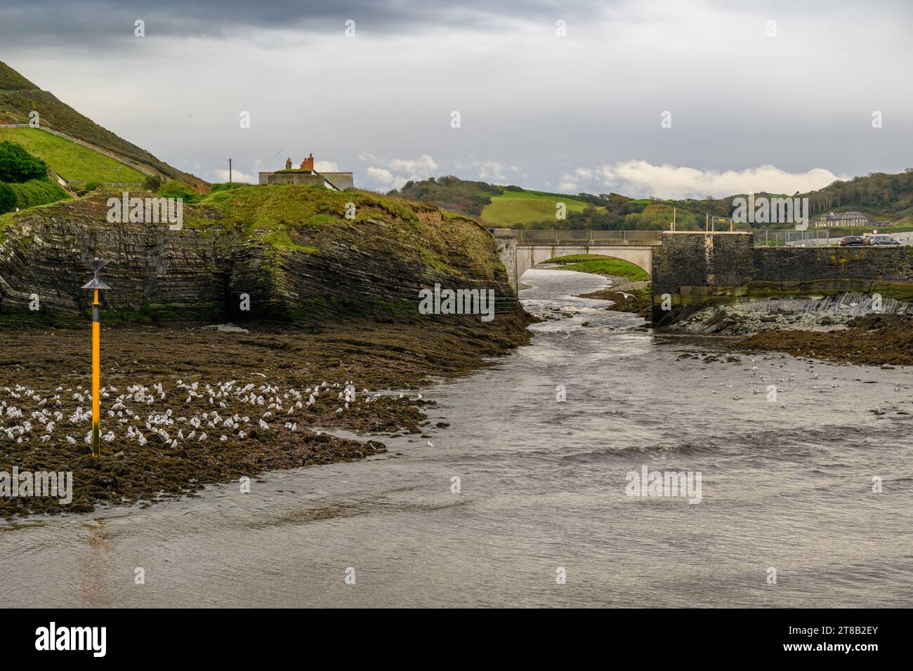 The Afon Ystwyth flowing out to sea, Abeystwyth, North Wales Stock ...