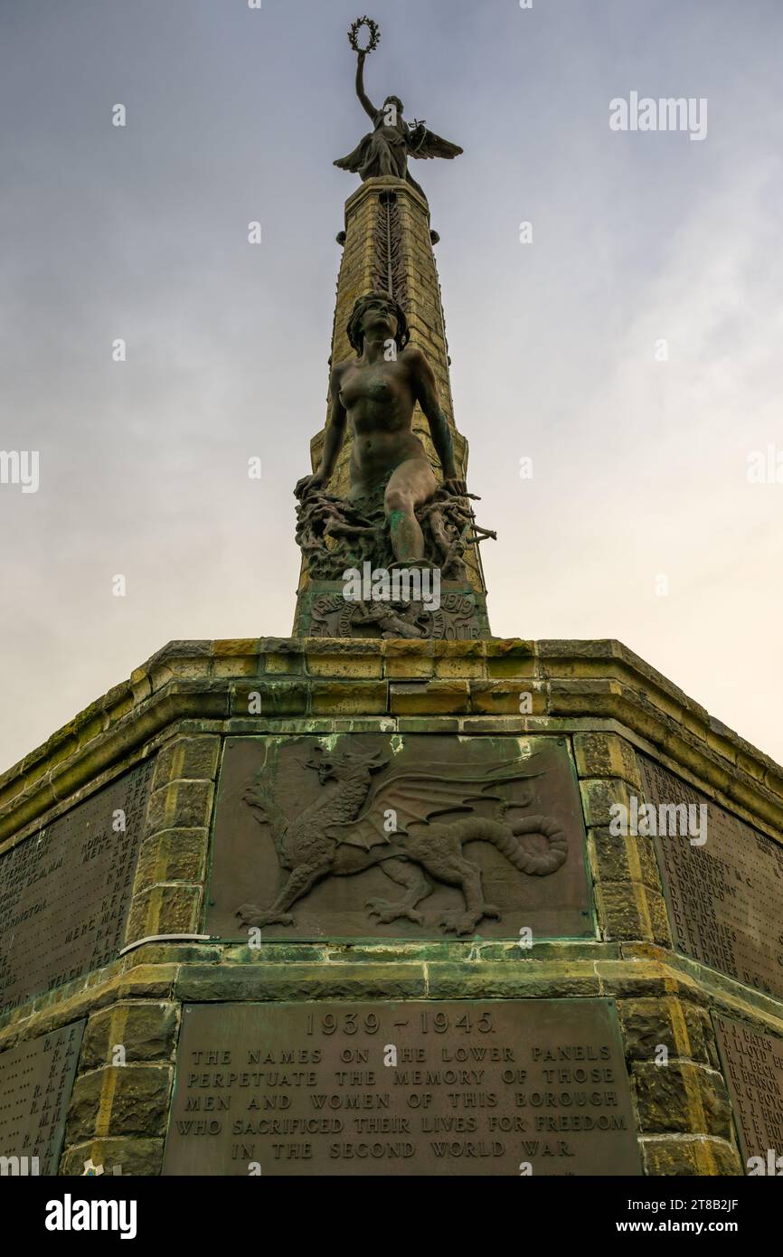 Close up of the Aberystwyth War Memorial at Aberystwyth Castle, North ...