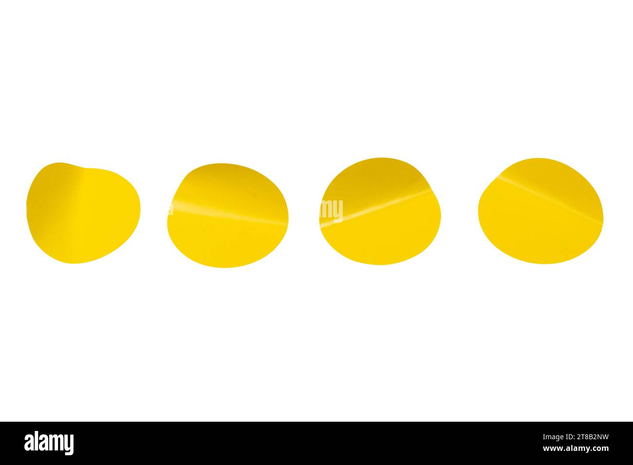 Round yellow stickers, blank tags labels isolated on a white background ...