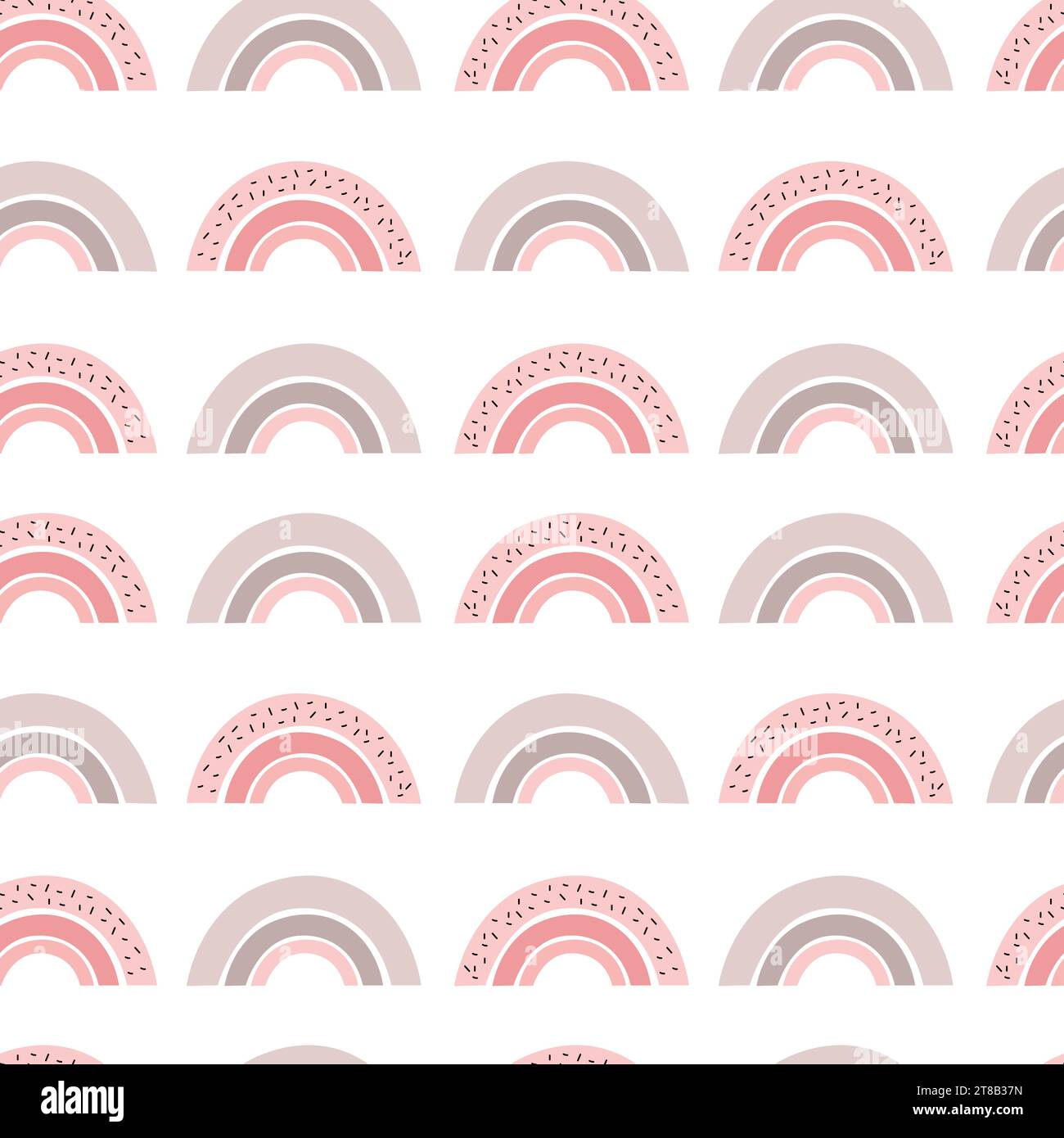 Scandinavian rainbows in boho style seamless pattern. Doodle cartoon ...