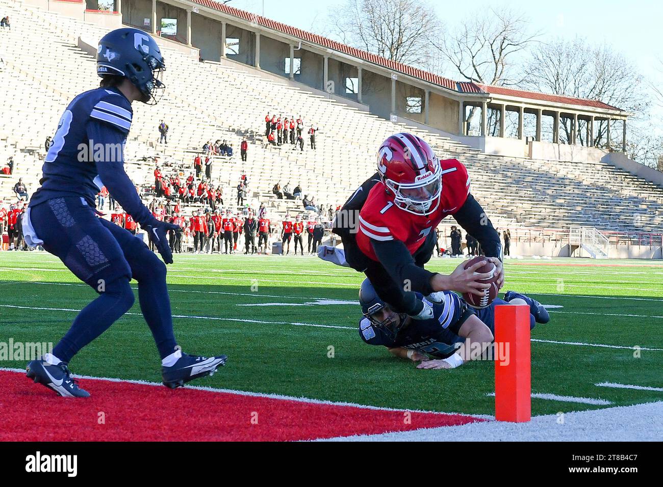 November 18, 2023: Cornell Big Red quarterback Jameson Wang (1) dives ...