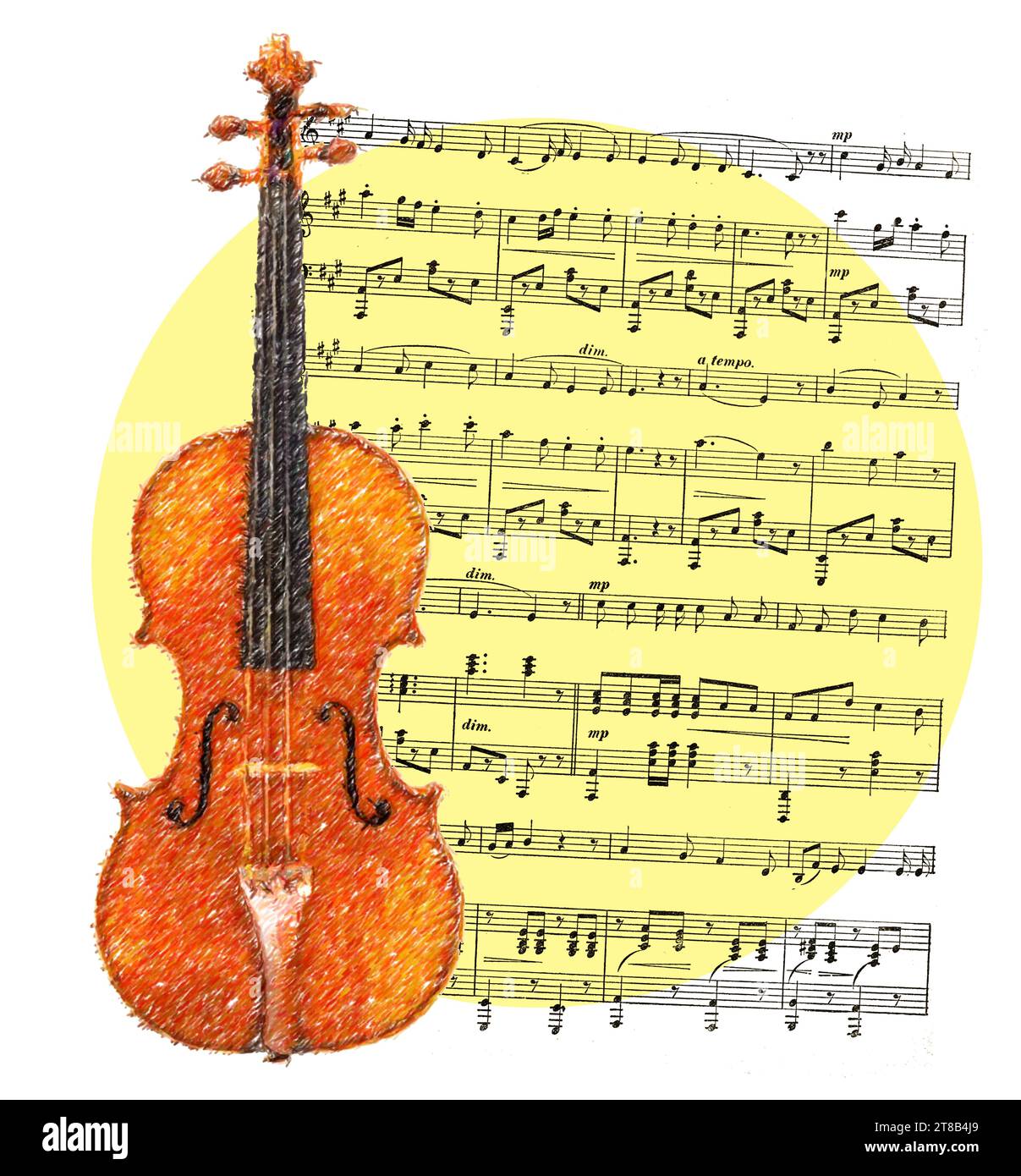 Hand drawn classical violin bow hi-res stock photography and images - Alamy