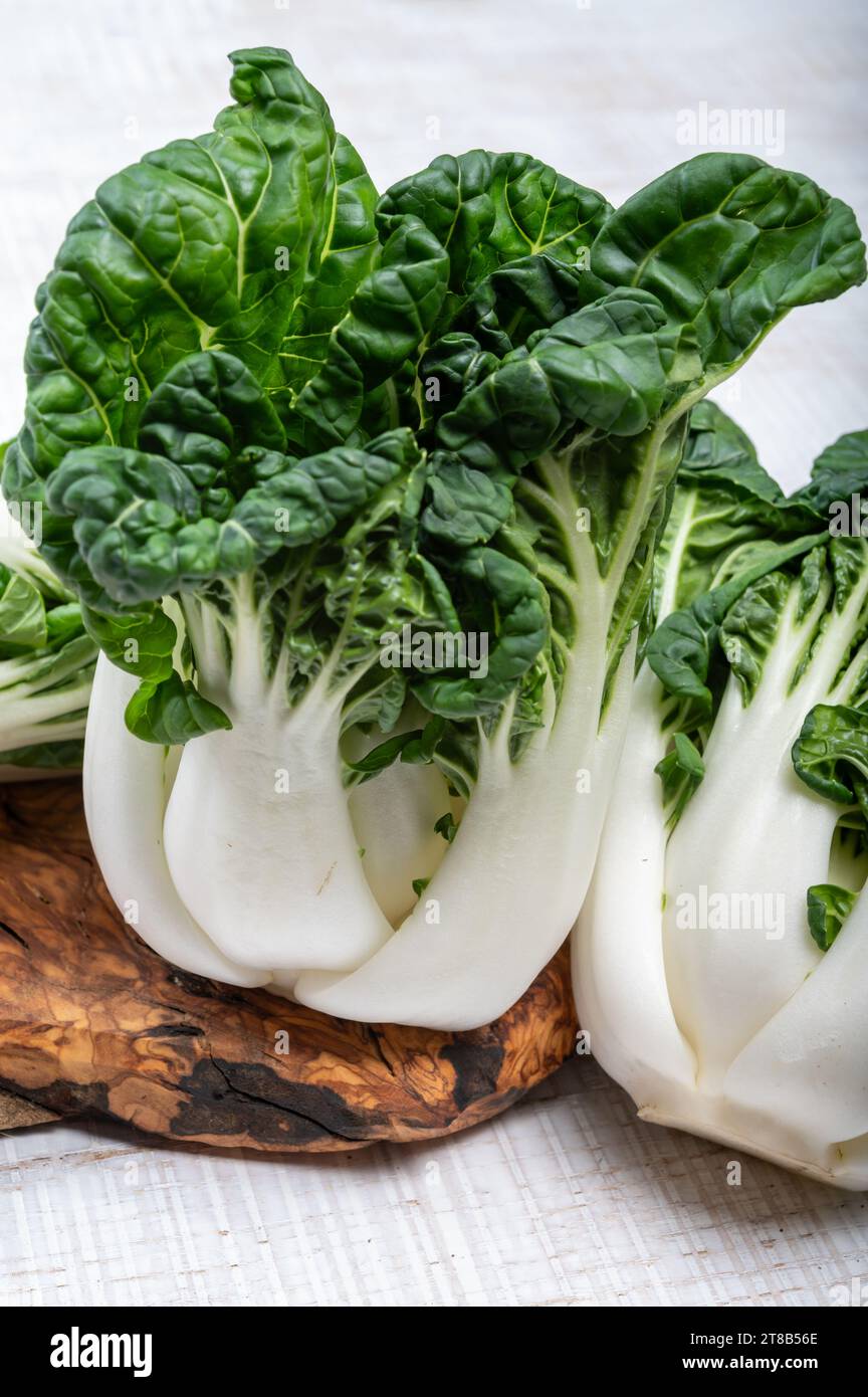 Young organic white bok choy or bak choi Chinese cabbage ready to cook ...