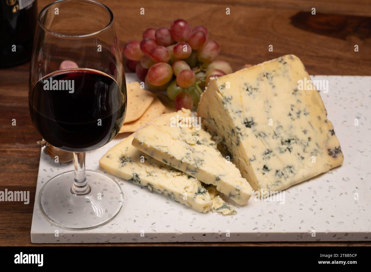 Red porto and cheese pairing, blue matured stilton English cheese ...