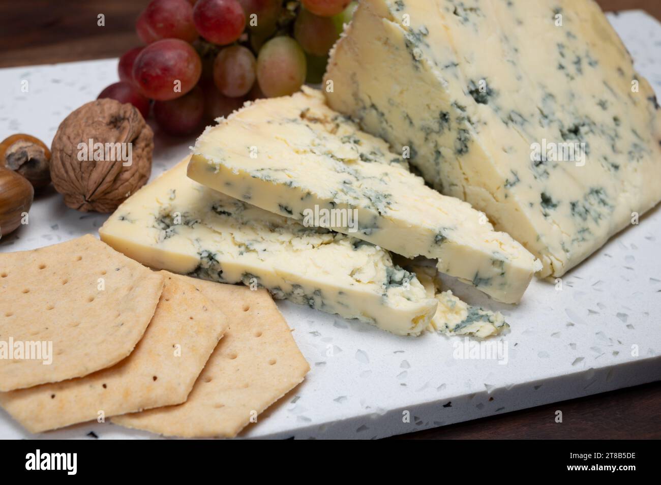 Cheese collection, English cow milk semi-soft, crumbly old stilton blue ...