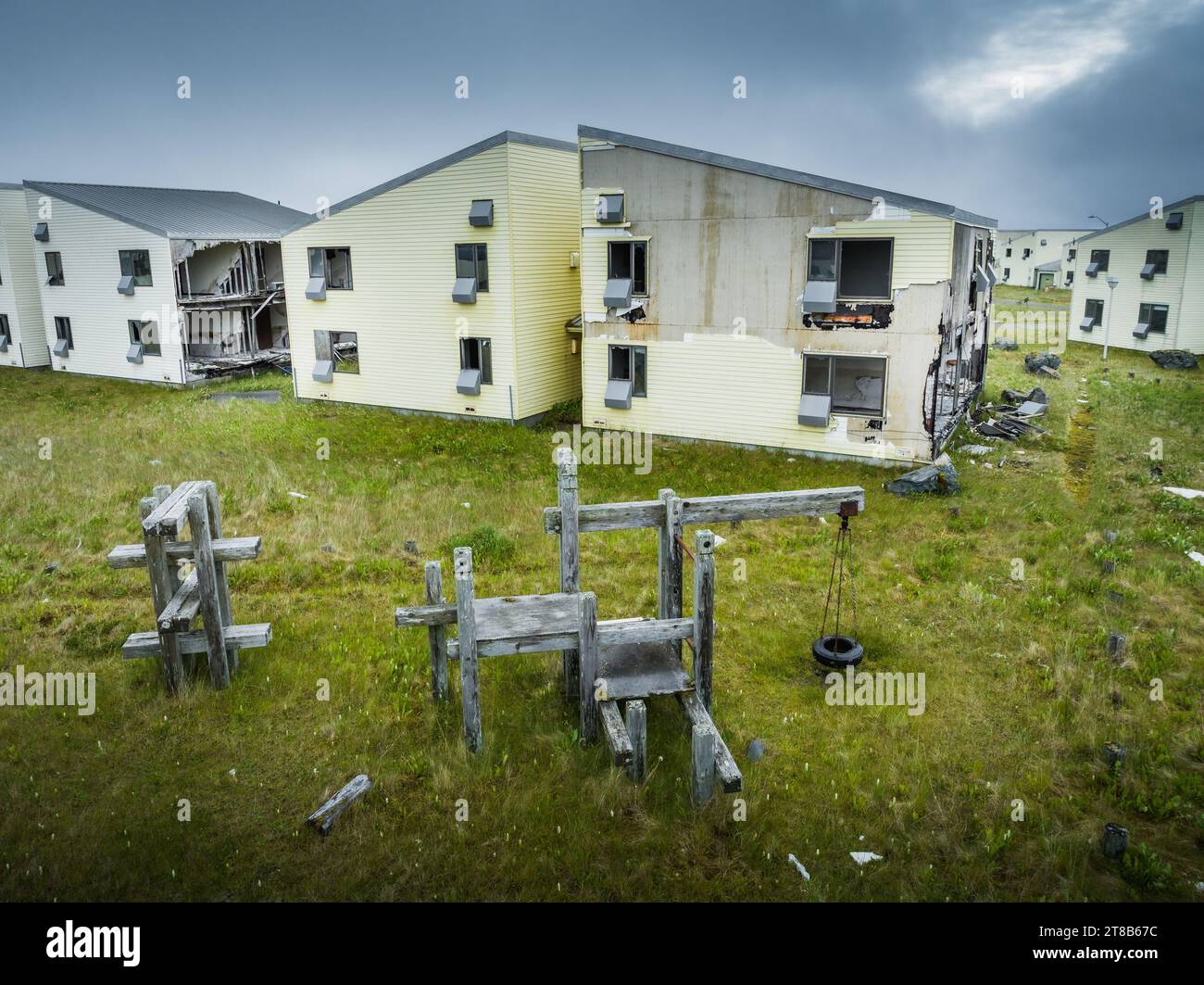 Aerial view of City of Adak, Alaska Stock Photo - Alamy