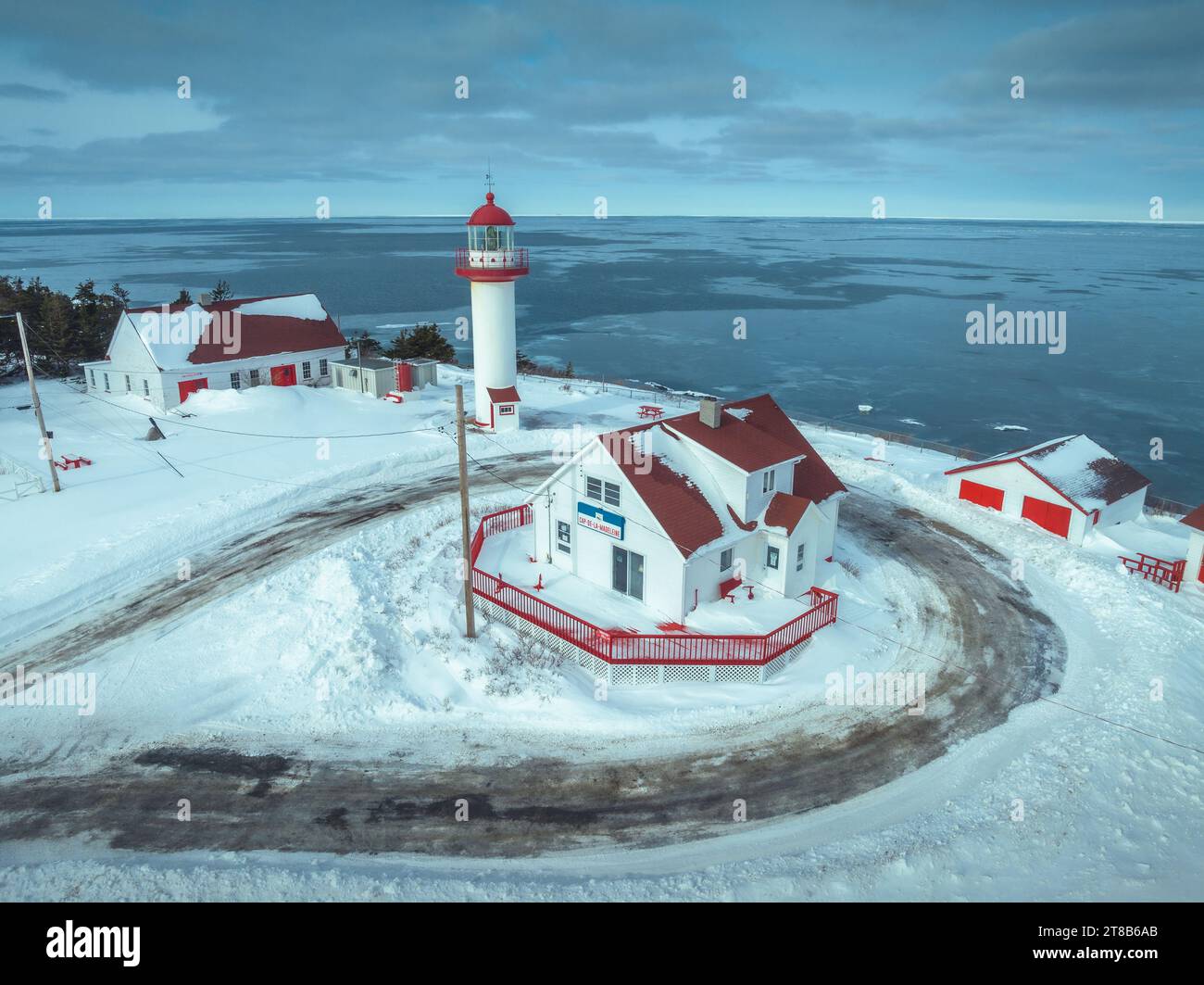 Cap de la Madeleine Lighthouse at the tip of Cap de la Madeleine on the ...