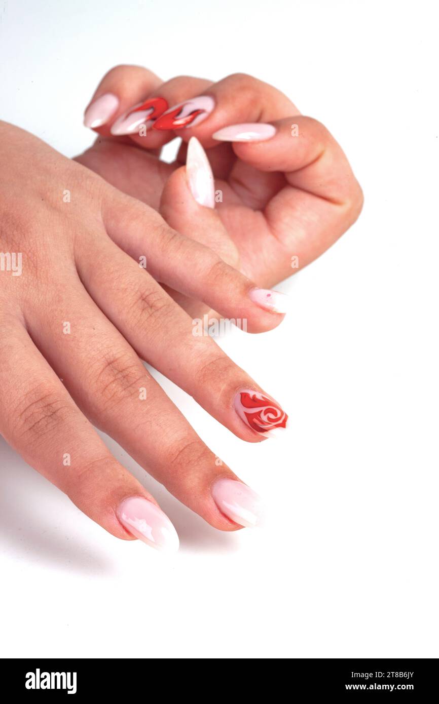 hands of a woman on the white Stock Photo - Alamy