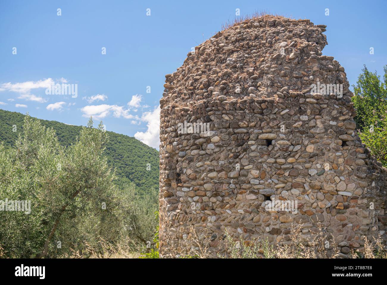 Single seemingly abandoned ruin of a stone cottage n the middle of a ...