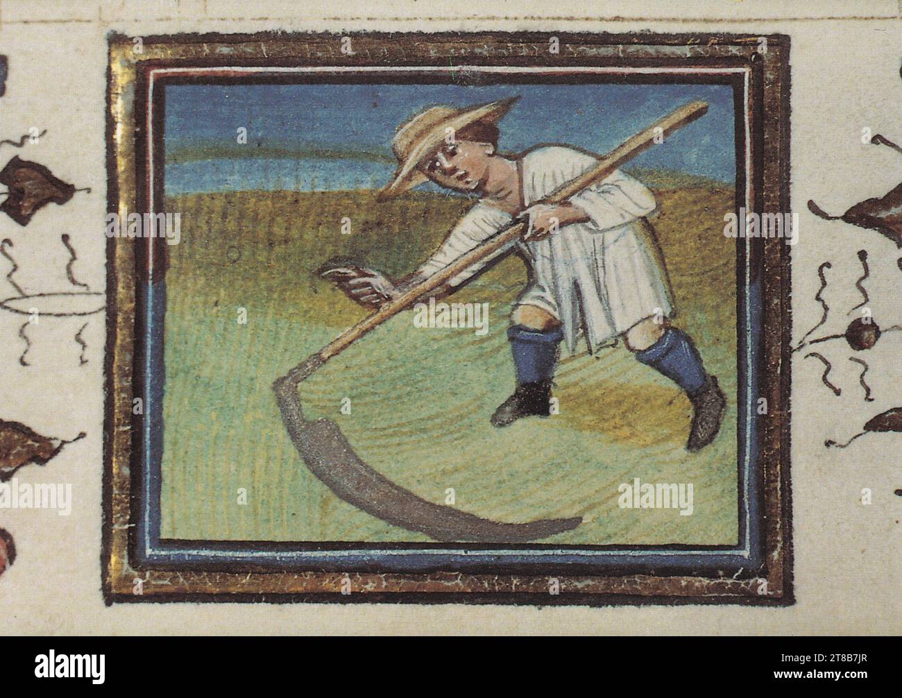 Scything from the Flemish Book of Hours - Illustrated by the Master of ...