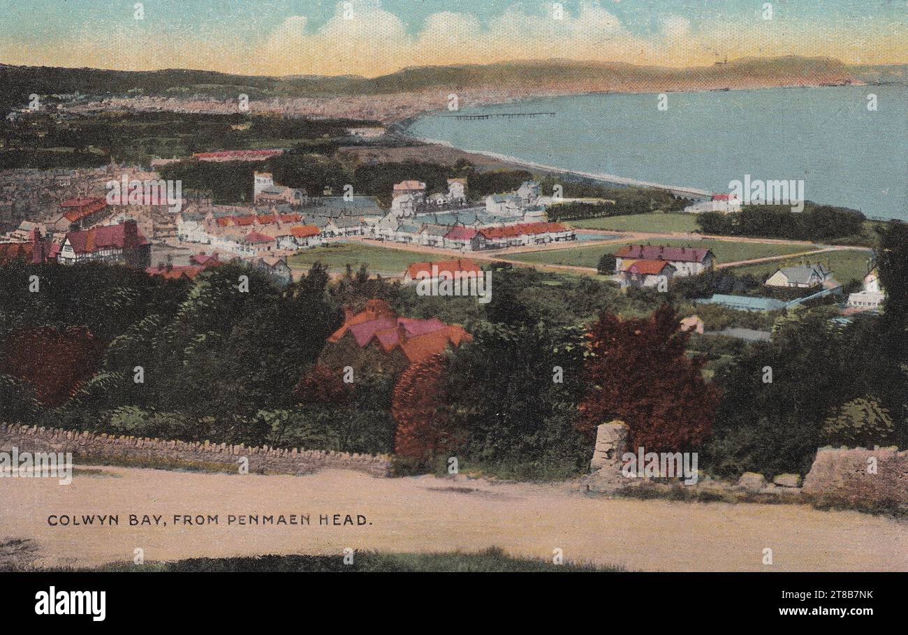 Vintage postcard of Colwyn Bay, from Penmaen Head, 1940s Stock Photo ...