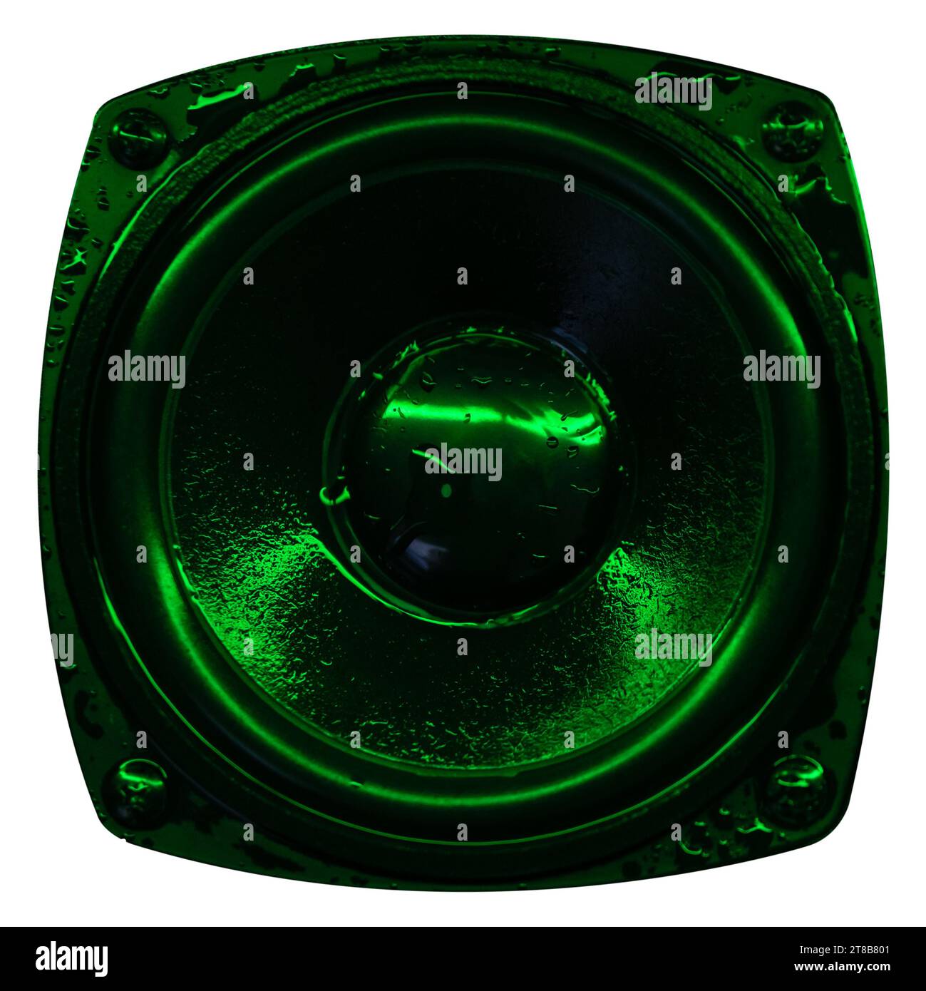 Cut-out front loudspeaker with smooth membrane with green light Stock ...