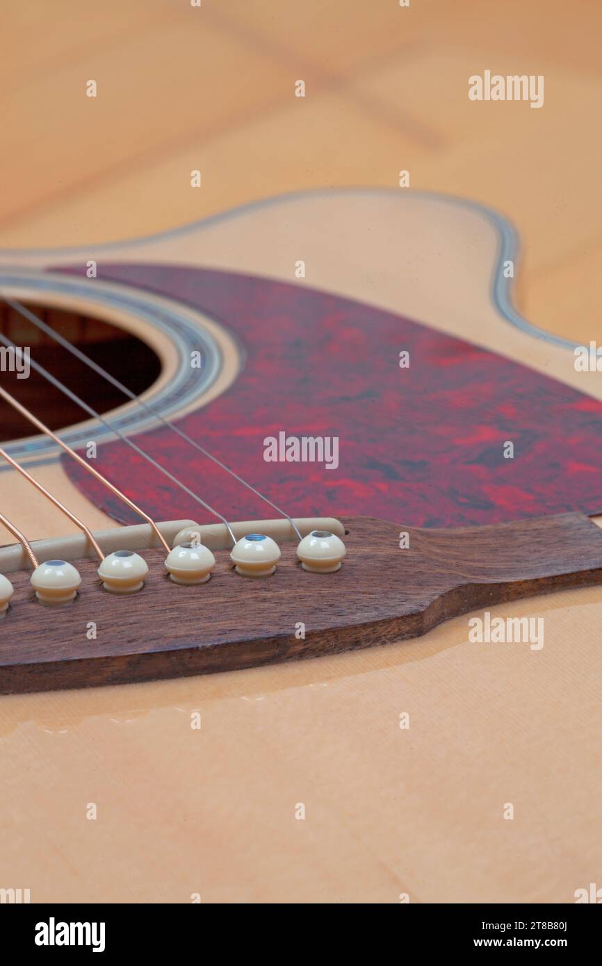 new acoustic guitar close up Stock Photo - Alamy