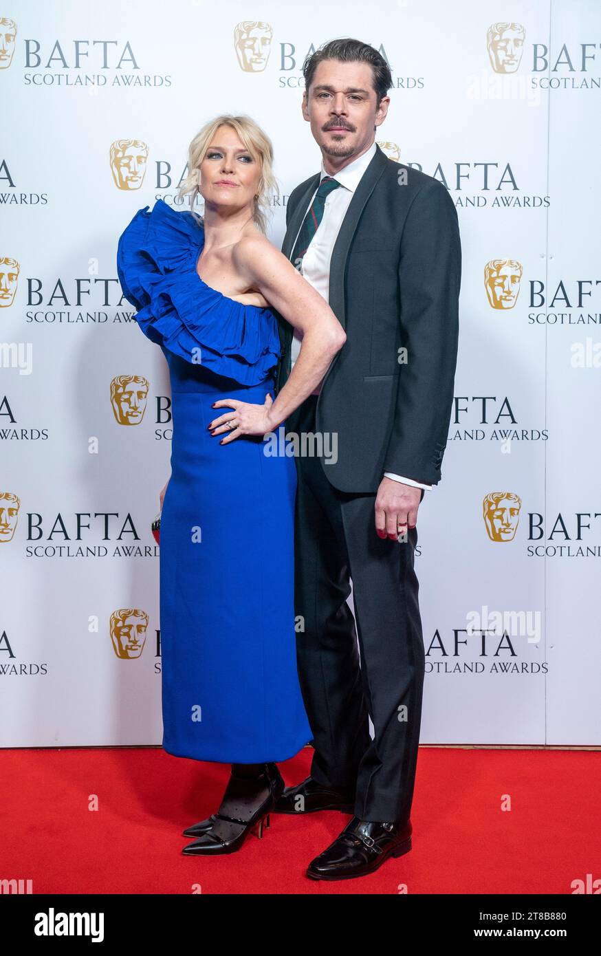Ashley Jensen with husband Kenny Doughty on the red carpet at the Bafta ...