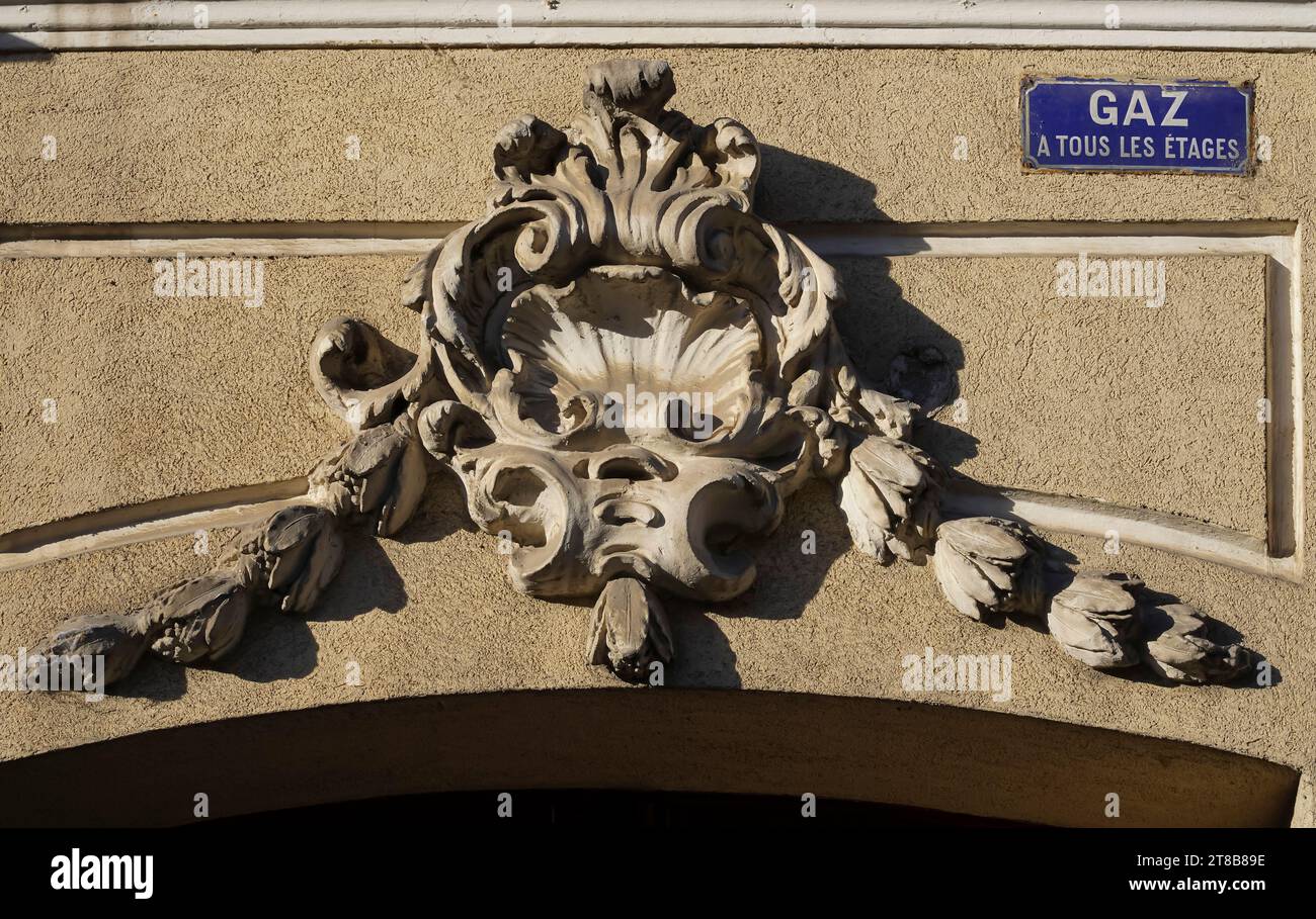 Ivry-sur-Seine, France - 09 30 2021: View of the facade of a red brick ...