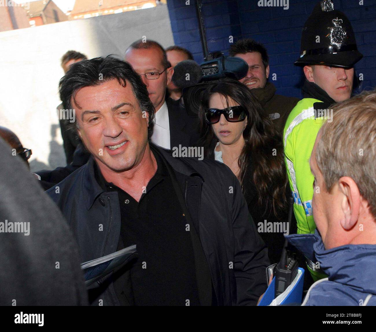 Hollywood actor Sylvester Stallone arrives at Everton Football Ground ...