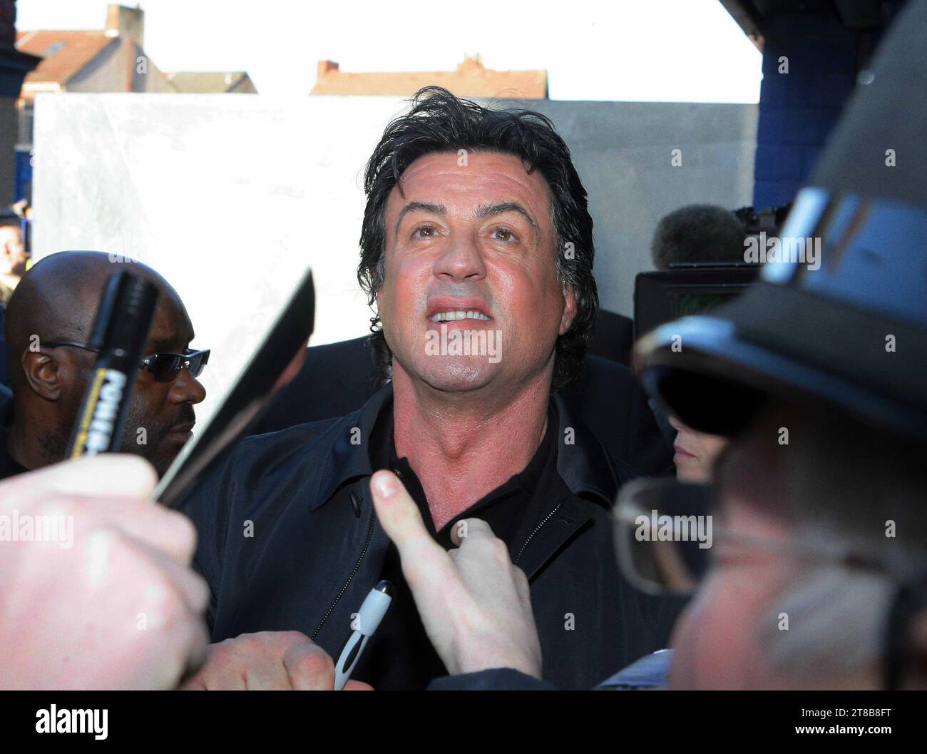 Hollywood actor Sylvester Stallone arrives at Everton Football Ground ...