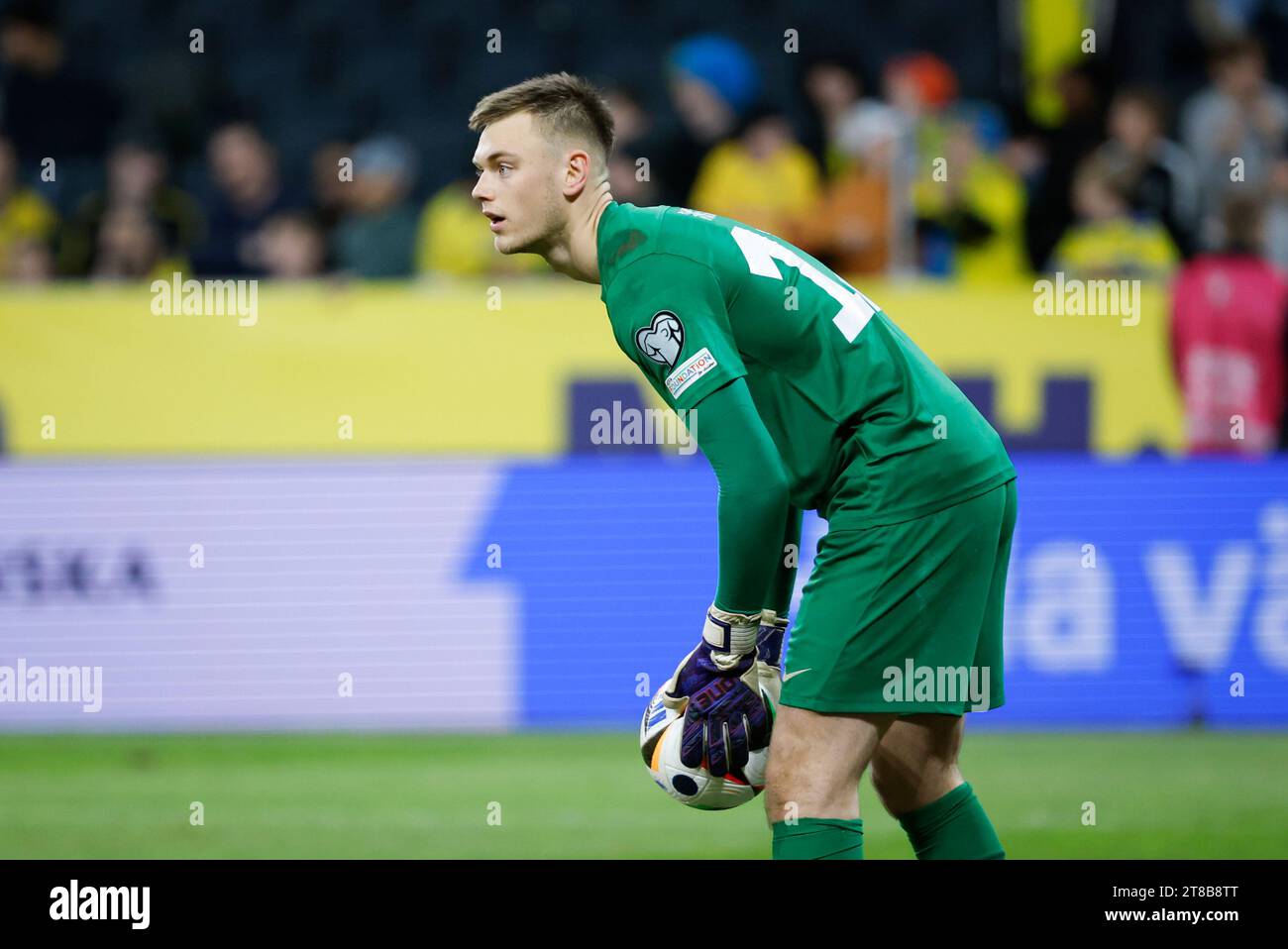 Stockholm, Sweden. 19th Nov, 2023. Estonia's goalkeeper Karl Jakob Hein ...