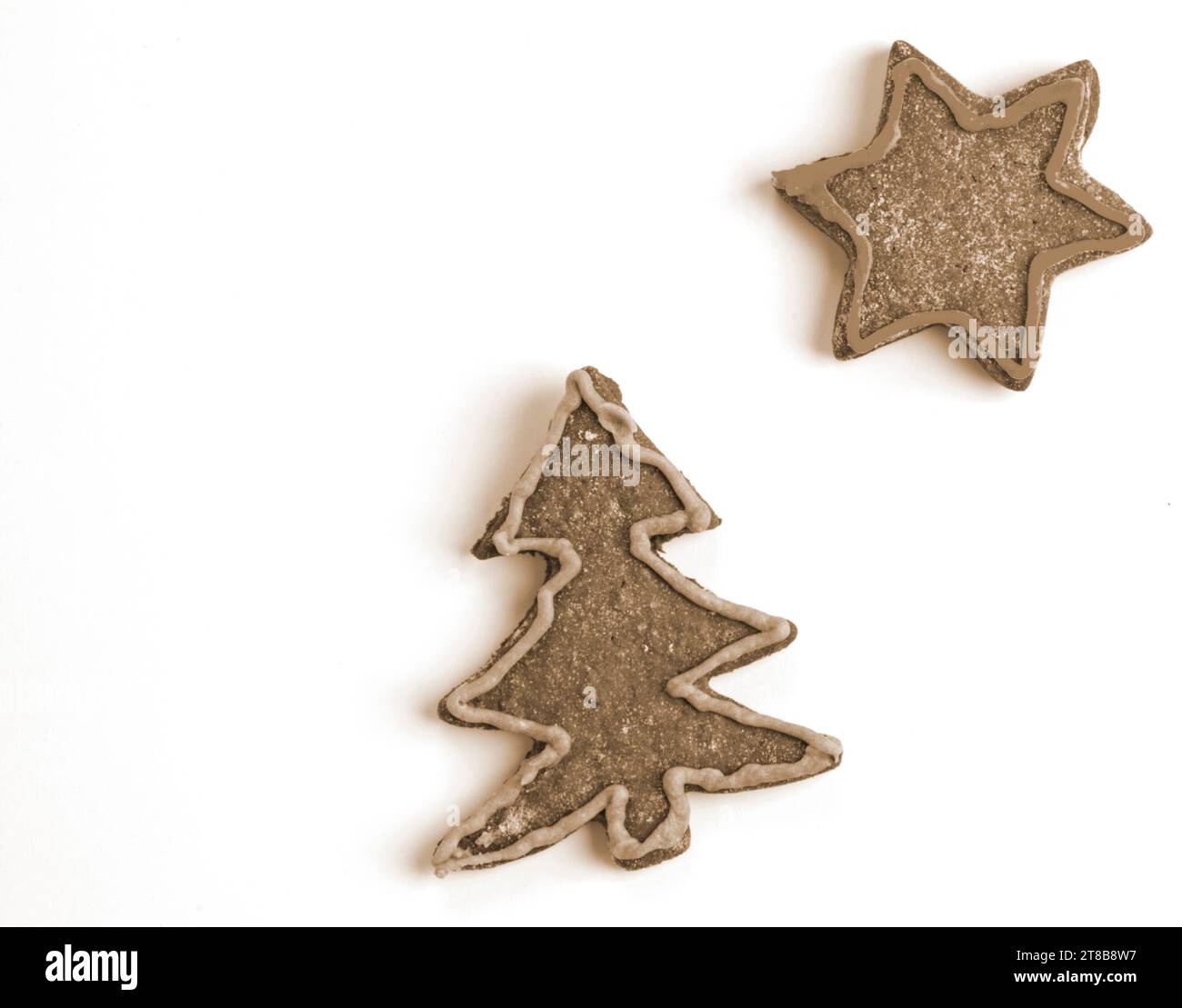 a very tasty biscuits star and tree on white background Stock Photo - Alamy