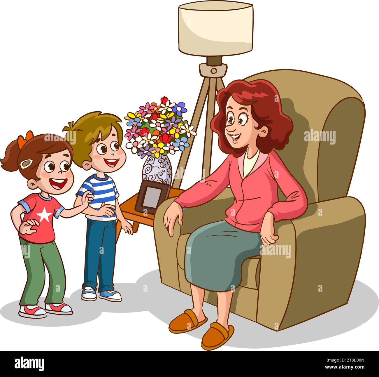 mother and kids to talk cartoon vector Stock Vector Image & Art - Alamy