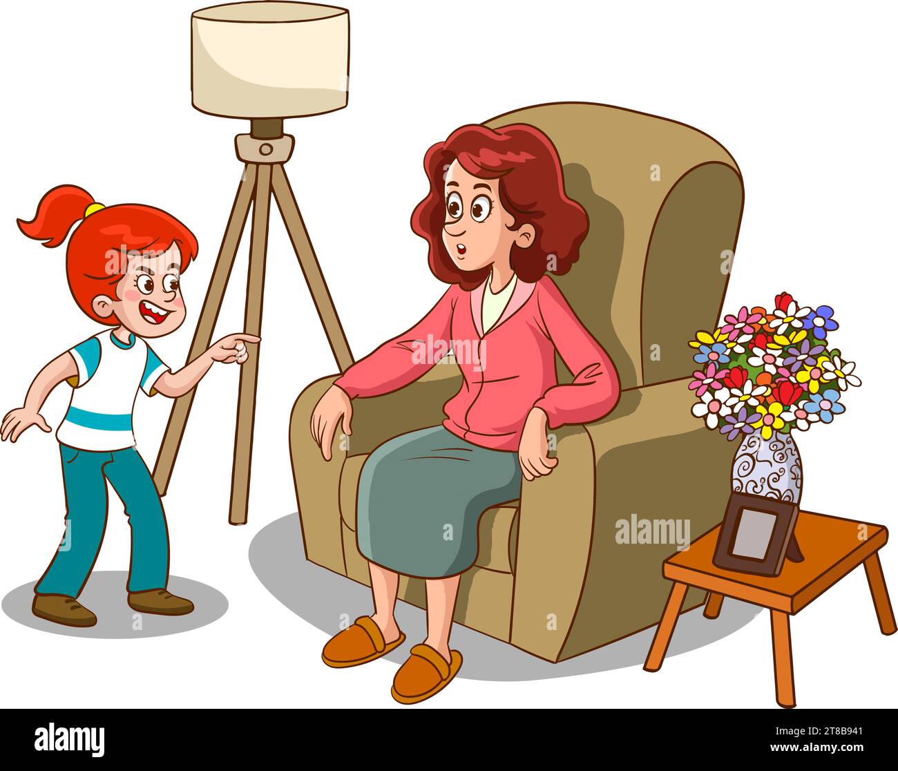 mother and kids to talk cartoon vector Stock Vector Image & Art - Alamy