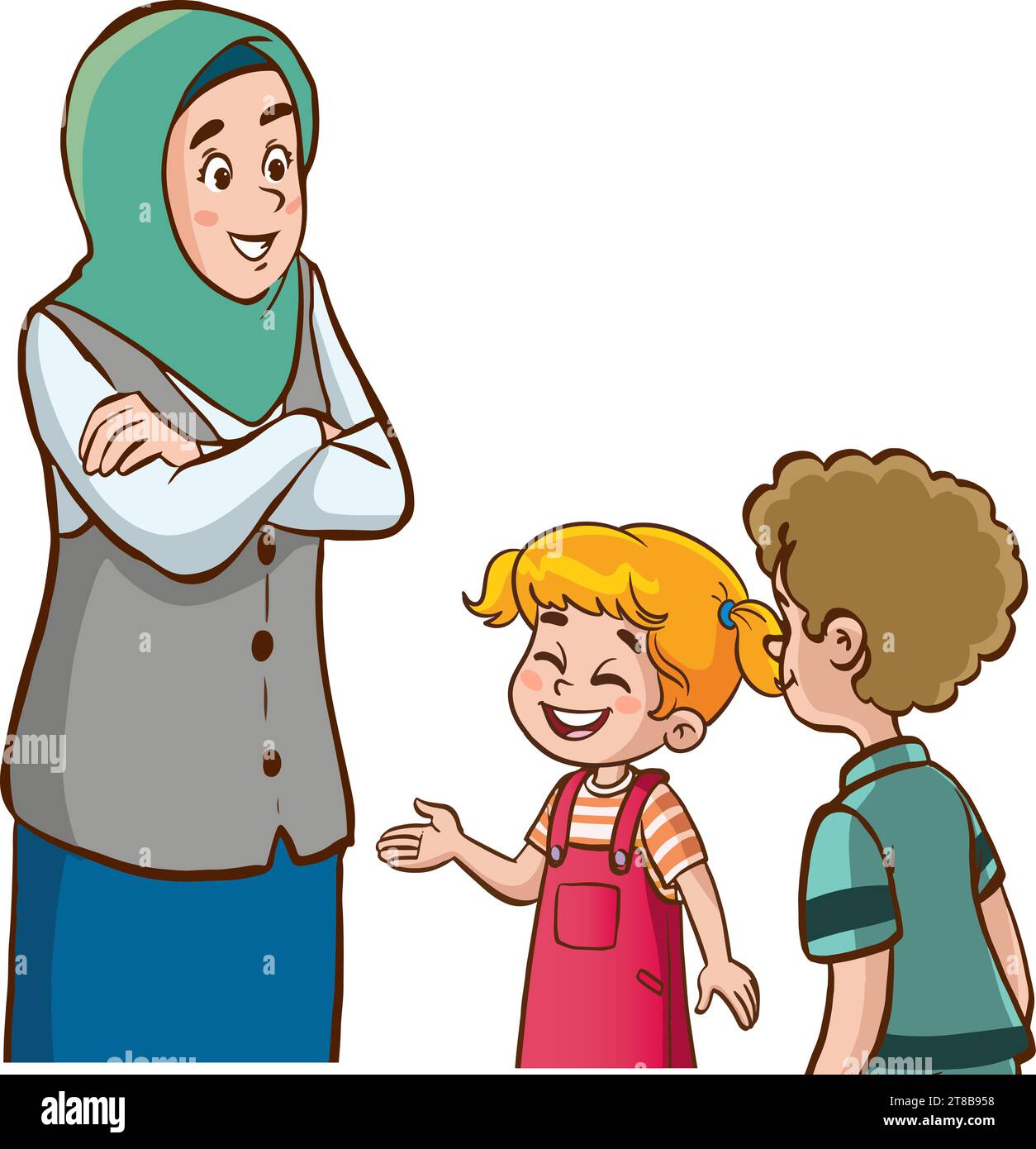 mother and kids to talk cartoon vector Stock Vector Image & Art - Alamy