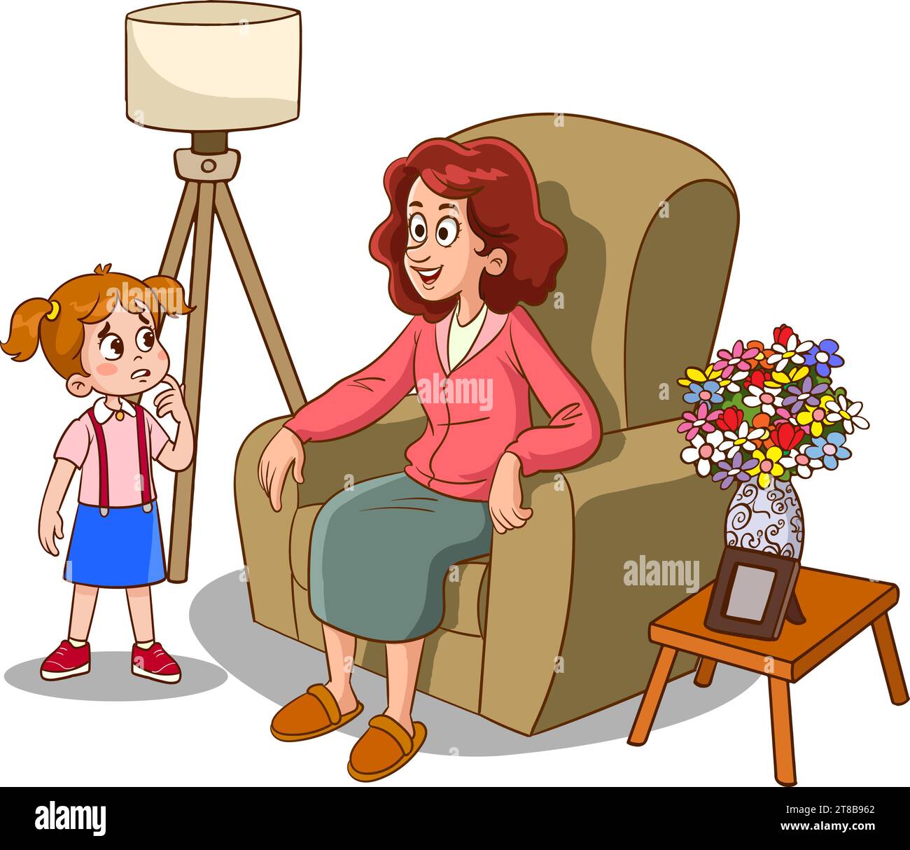 mother and kids to talk cartoon vector Stock Vector Image & Art - Alamy