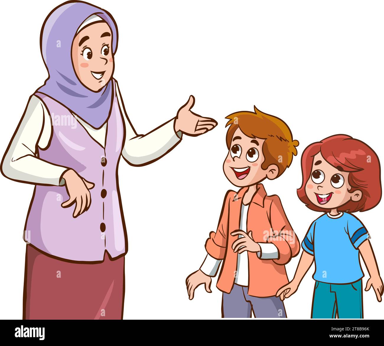 mother and kids to talk cartoon vector Stock Vector Image & Art - Alamy