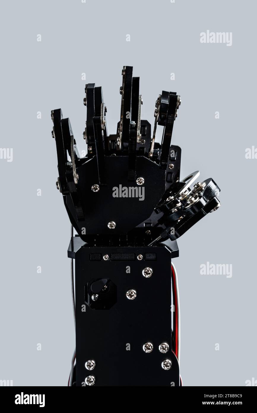 Real robotic fist. Concept of Technological singularity and AI strike ...