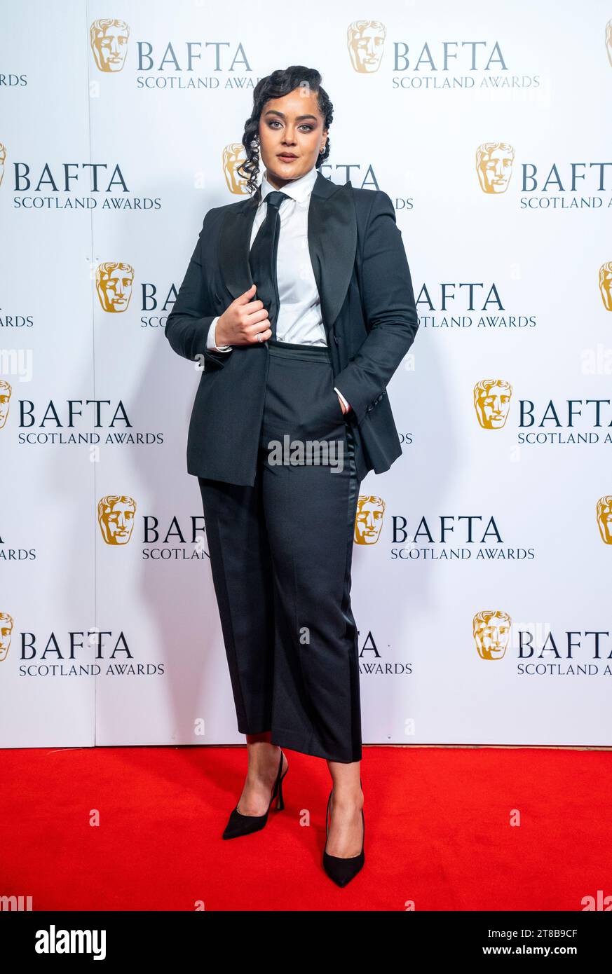 Actor Izuka Hoyle on the red carpet at the Bafta Scotland award ...