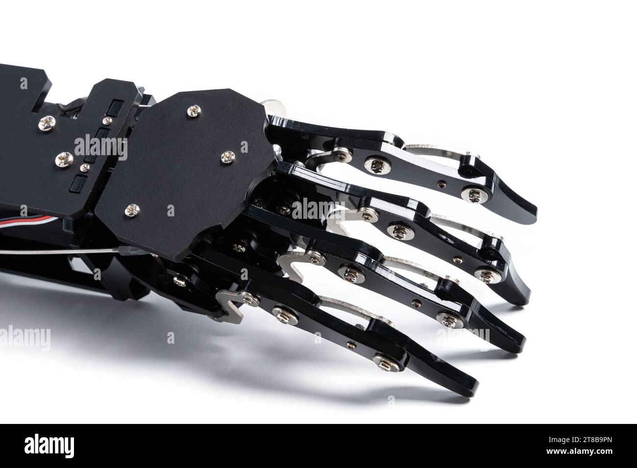 Real robot hand against white background. Concepts of AI development ...