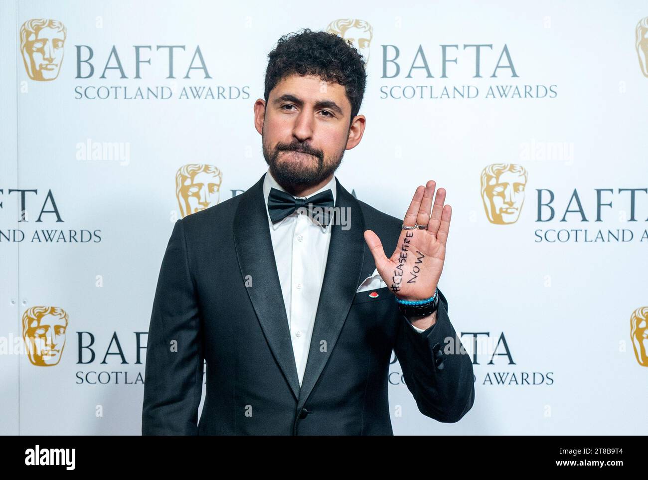 Amir El-Masry on the red carpet at the Bafta Scotland award ceremony at ...