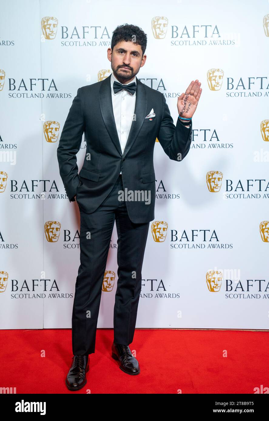 Amir El-Masry on the red carpet at the Bafta Scotland award ceremony at ...