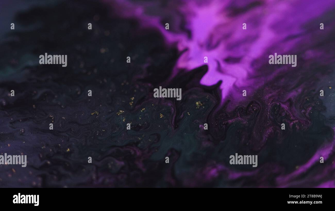Paint drip ink water flow neon purple black wave Stock Photo - Alamy