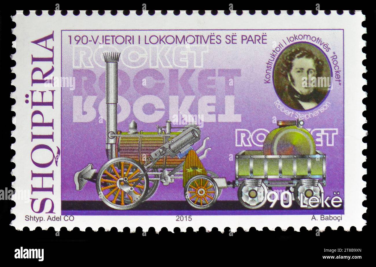 MOSCOW, RUSSIA - NOVEMBER 17, 2023: Postage stamp printed in Albania ...