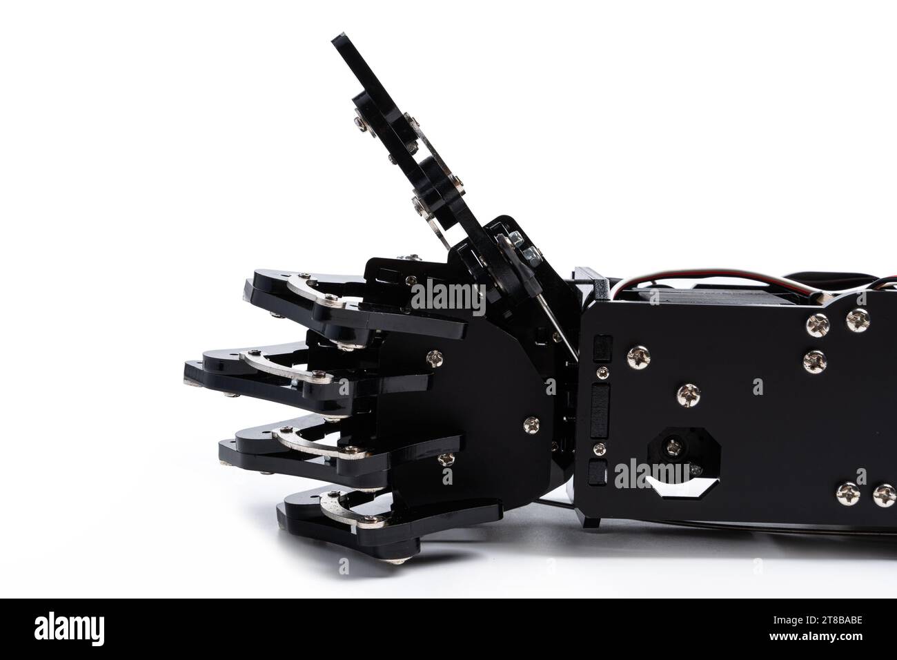 Real robotic hand with thumb-up signal against white background Stock ...