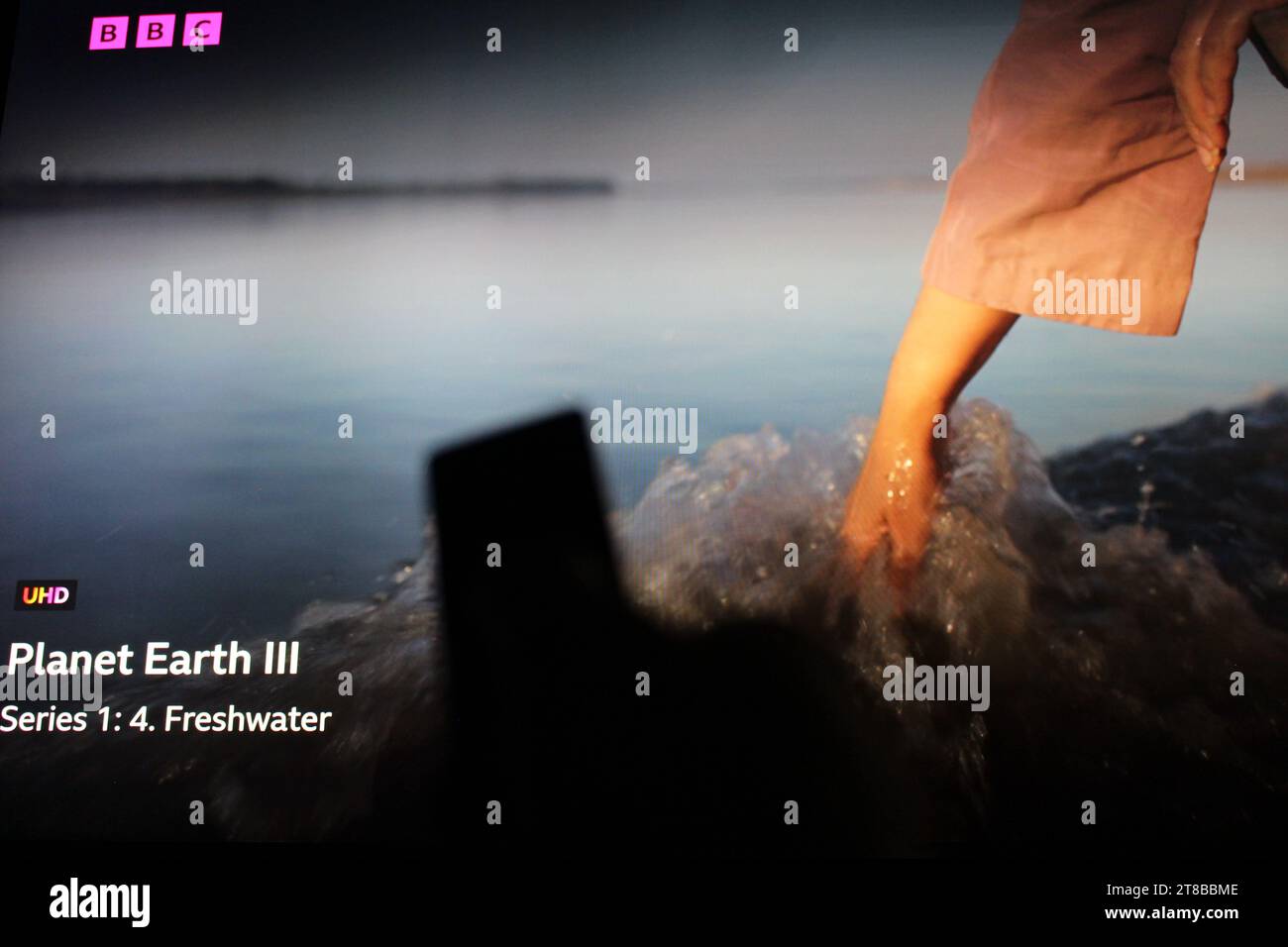 Planet Earth on BBC IPlayer shown on a television (TV) screen at home ...