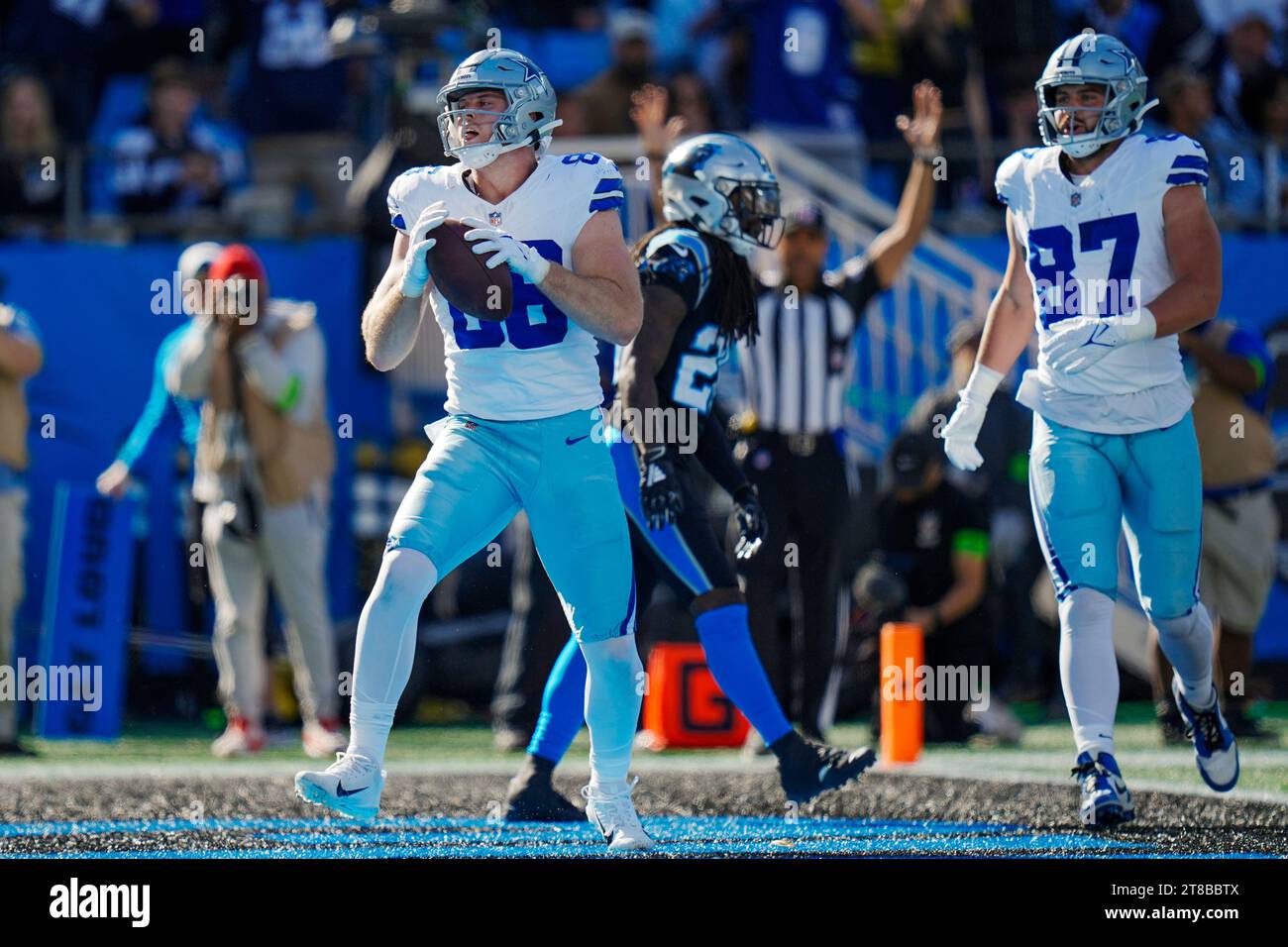 Dallas Cowboys tight end Luke Schoonmaker celebrates after scoring ...
