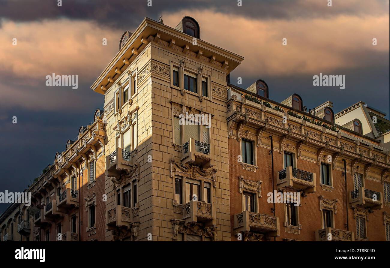 Italy Piedmont Turin San Salvario neighborhood liberty architecture ...