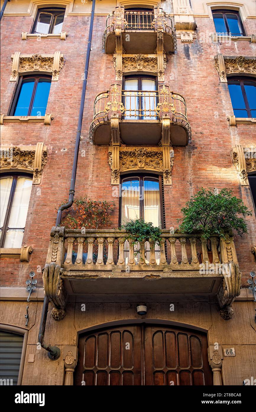 Italy Piedmont Turin San Salvario neighborhood liberty architecture ...