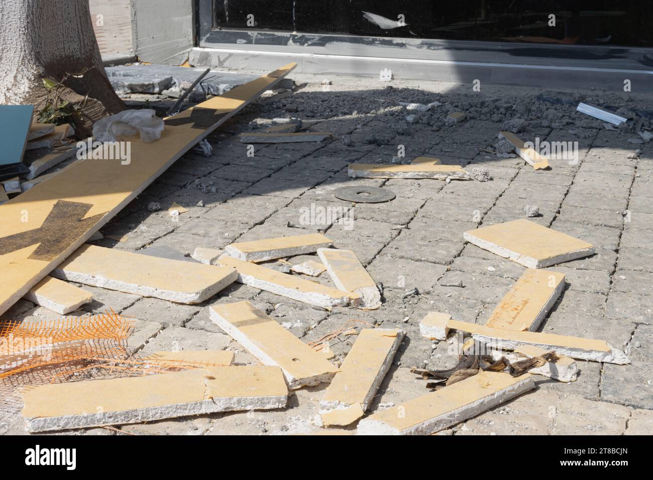 mess near the store. renovations are underway in the room Stock Photo ...