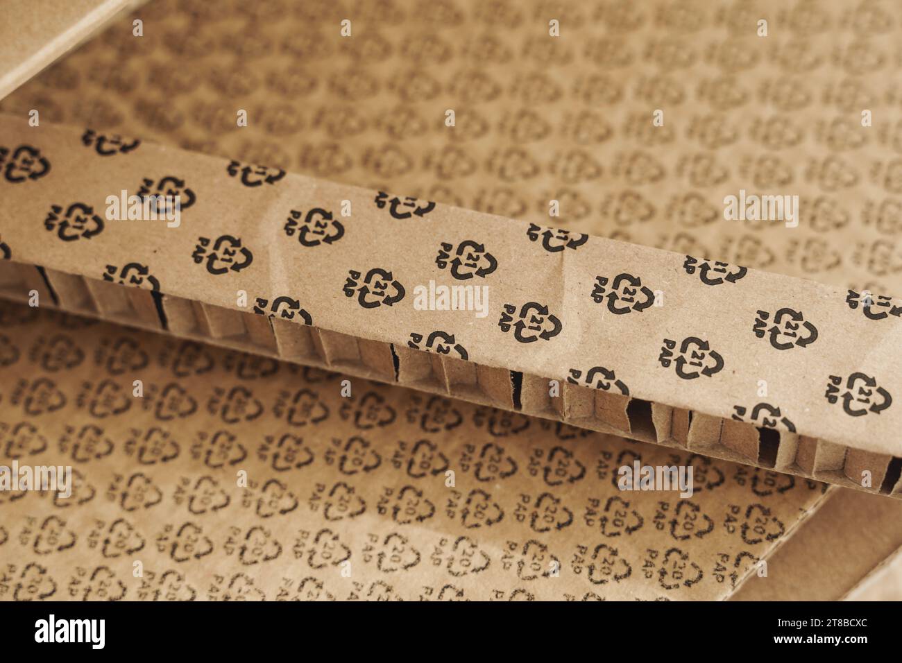 Closeup shot of Cardboard Waste with PAP 21 symbol. Concepts of Paper ...