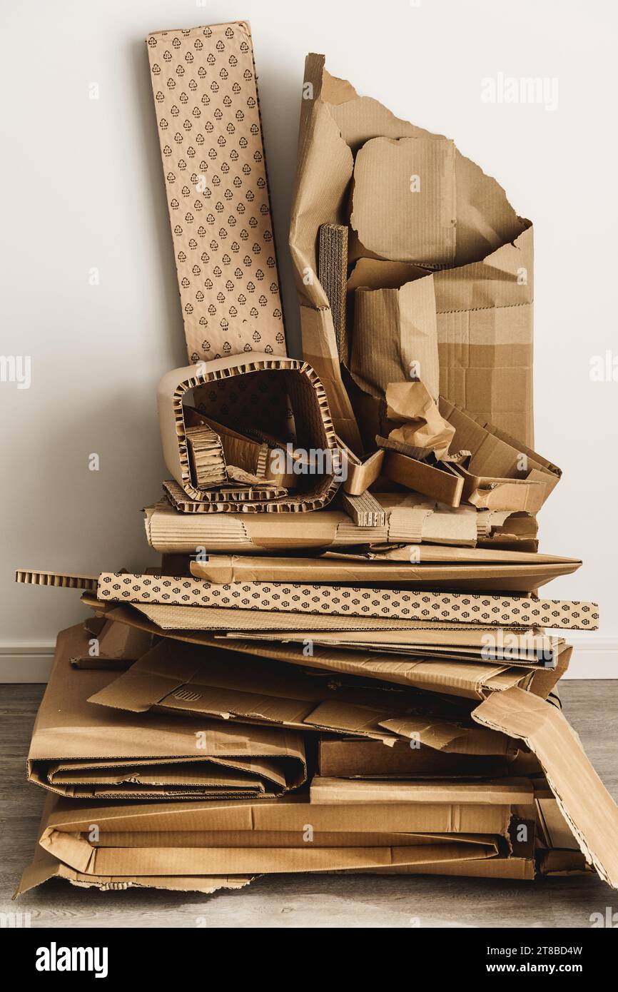 Stack of Cardboard Waste with PAP 21 symbol. Concepts of Paper ...